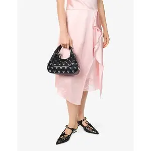 GANNI Mini Heart Leather Hobo Bag - Black