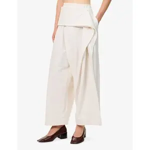 Issey Miyake Grainy Wrap-over Cotton-blend Trousers
