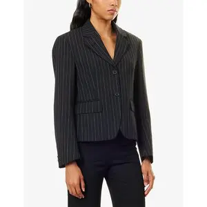 ME+EM Pinstripe Boxy-fit Wool-blend Blazer