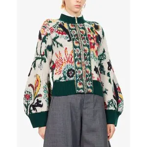 Sacai Floral-pattern Jacquard Knitted Wool Blouson Jacket