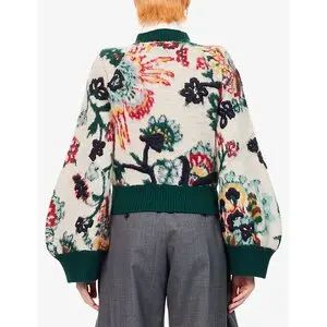 Sacai Floral-pattern Jacquard Knitted Wool Blouson Jacket