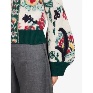 Sacai Floral-pattern Jacquard Knitted Wool Blouson Jacket