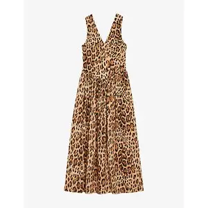 RO&ZO Alexis Leopard-print Cotton-sateen Midi Dress - Multi