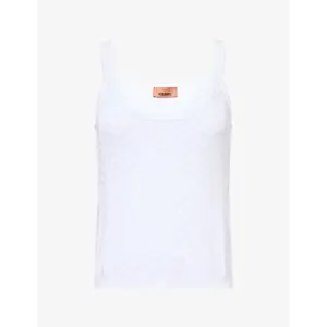 Missoni Scoop Neck Chevron-knit Cotton-blend Tank Top - White