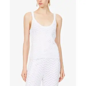 Missoni Scoop Neck Chevron-knit Cotton-blend Tank Top - White