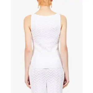 Missoni Scoop Neck Chevron-knit Cotton-blend Tank Top - White