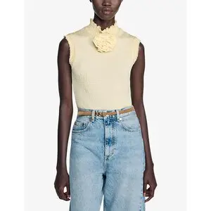 Sandro Branded-buckle Suede Belt