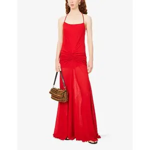 SIEDRES Ruched Mesh Maxi Dress