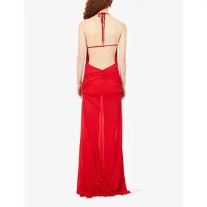 SIEDRES Ruched Mesh Maxi Dress