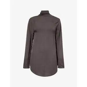 RUOHAN High-neck Silk Top With Ribbon Detail