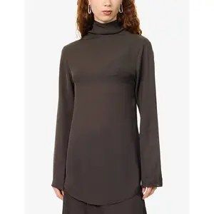 RUOHAN High-neck Silk Top With Ribbon Detail