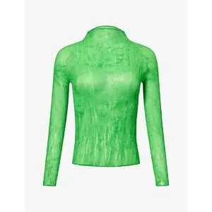 Issey Miyake Long-sleeve Twisted-pleats Chiffon Top - Green
