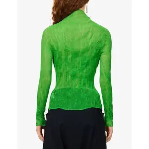 Issey Miyake Long-sleeve Twisted-pleats Chiffon Top