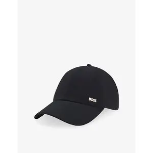 BOSS Corduroy Baseball Cap With Gold-toned Brand Plaque - Black