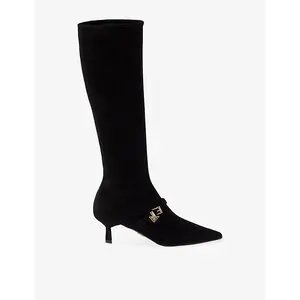 Prada Stretch Heeled Tall Suede Boots