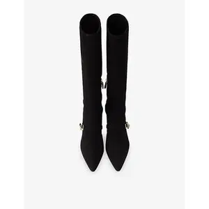 Prada Stretch Heeled Tall Suede Boots