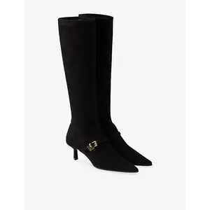 Prada Stretch Heeled Tall Suede Boots