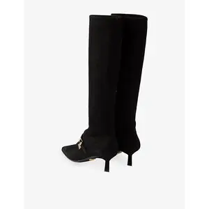 Prada Stretch Heeled Tall Suede Boots