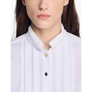 Sandro Pleated Origami-collar Cotton Shirt