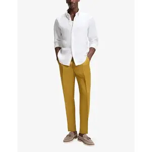 BOSS Brand-embroidered Long-sleeved Linen Shirt