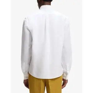 BOSS Brand-embroidered Long-sleeved Linen Shirt