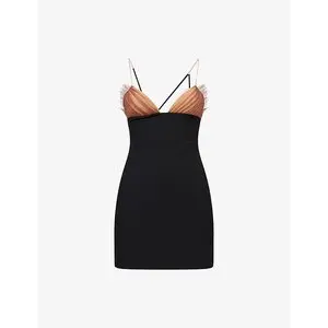 NENSI DOJAKA Pleated Bra Stretch-woven Mini Dress - Black