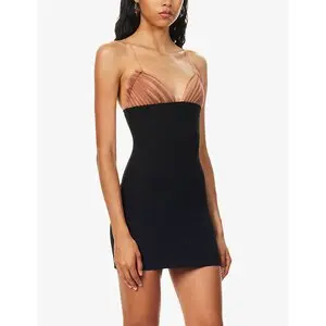 NENSI DOJAKA Pleated Bra Stretch-woven Mini Dress