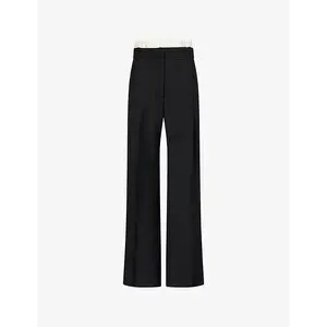 ROHE FRAMES Róhe Frames Boxer-detail Wide-leg Wool Trousers - Black