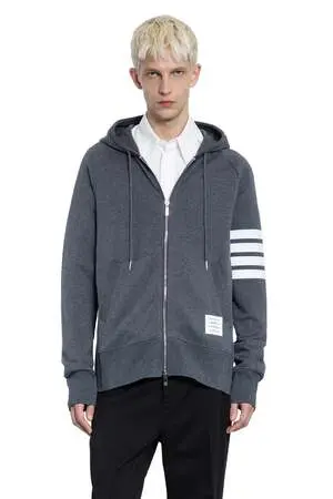 Thom Browne 4-bar Zip-up Hoodie In Classic Loopback - Grey