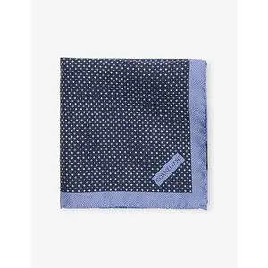 Corneliani Printed Silk Pocket Square - Navy