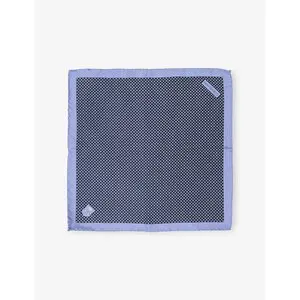 Corneliani Printed Silk Pocket Square - Navy