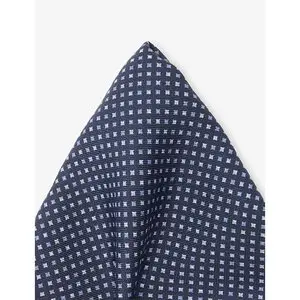 Corneliani Printed Silk Pocket Square - Navy