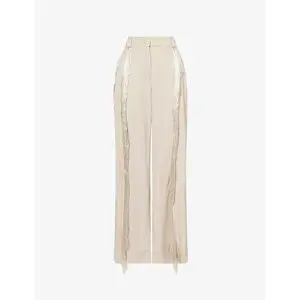 REBIRTH Fringed Straight-leg Woven Trousers