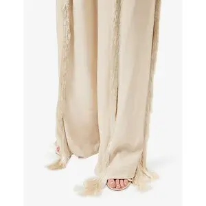 REBIRTH Fringed Straight-leg Woven Trousers