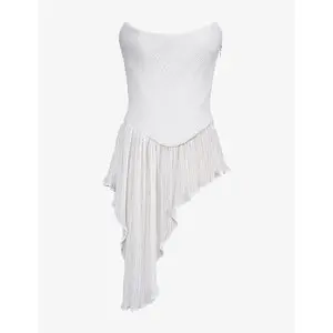 House Of Cb Renata Micro-pleat Strapless Woven Top - White
