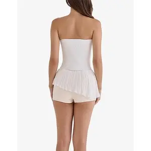 House Of Cb Renata Micro-pleat Strapless Woven Top