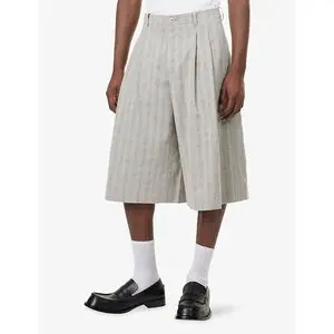 Our Legacy Split Wide-leg Cotton And Linen-blend Shorts