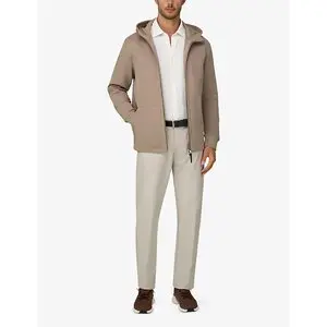 Boggi Milano Hooded Zip-up Stretch Cotton-blend Sweatshirt