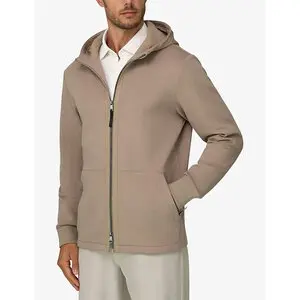 Boggi Milano Hooded Zip-up Stretch Cotton-blend Sweatshirt