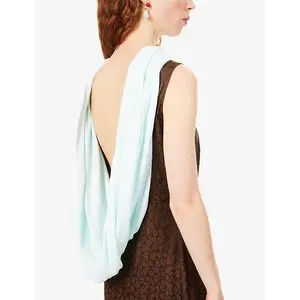 SIEDRES Manon Draped-back Jacquard Satin Maxi Dress