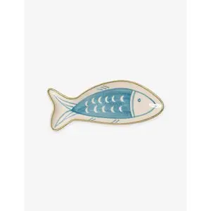 DAMSON MADDER Fish-shaped Ceramic Plate - Blue