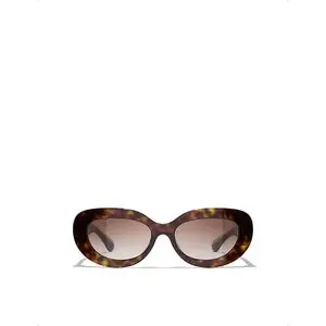 Chanel Oval-frame Acetate Sunglasses - Brown