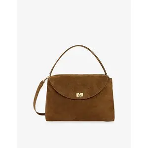 Sandro Le Grand Bazaar Suede Shoulder Bag - Beige
