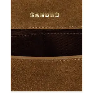 Sandro Le Grand Bazaar Suede Shoulder Bag - Beige