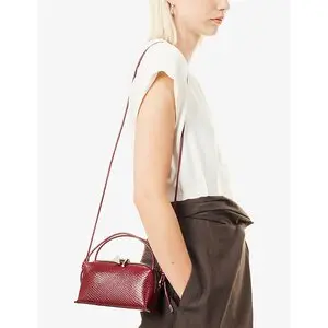 VERAFIED Café Mini Python-print Leather Shoulder Bag