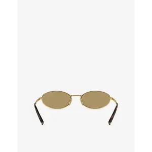 Prada Oval Frame Metal Sunglasses - Gold