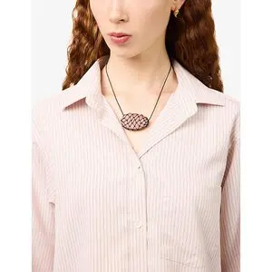 HEAVEN MAYHEM Julia Net Wood Pendant Necklace - Brown/black