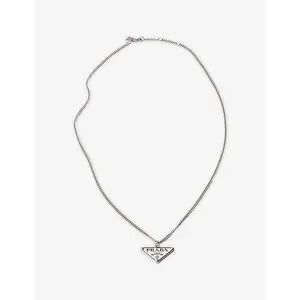 Prada Triangle-logo Enamelled Metal Necklace - Gold/silver