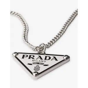 Prada Triangle-logo Enamelled Metal Necklace