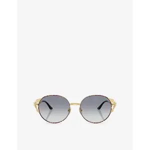Versace Round Frame Metal Sunglasses - Gold